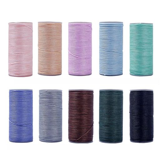 🧵【10色セット:豊富な和の色】自然の中にある色から汲み取られている「和の色」、淡い色、落ち着いた色、くすんだ色、明るい色レザークラフトによく使う色を全部お揃い。 🧵【高品質ワックスコード】糸の中にしっかりロ...