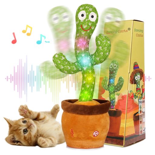 【ストレス解消猫おもちゃ】電動でゆらゆらと踊るサボテンおもちゃが、猫ちゃんの目を釘付けに!近づいて鼻で嗅いだり、ポンポンと叩いたり、かじったりと自然に遊びに夢中になる。楽しいインタラクティブな遊び方が、猫の注意力を分散し、ひとり留守の孤独感...
