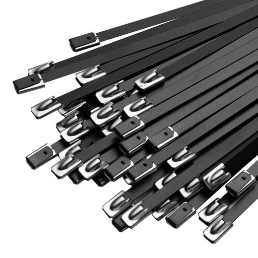 【100%SUS304ステンレス鋼製】黒色結束バンドは自体が高品質のSUS304ステンレス基材を採用して、サビににくく高強度な特性に加え、表面の重質感のある黒色塗装が更に保護層となっている為、耐候性及び耐腐食性に優れ、紫外線による劣化にも強...