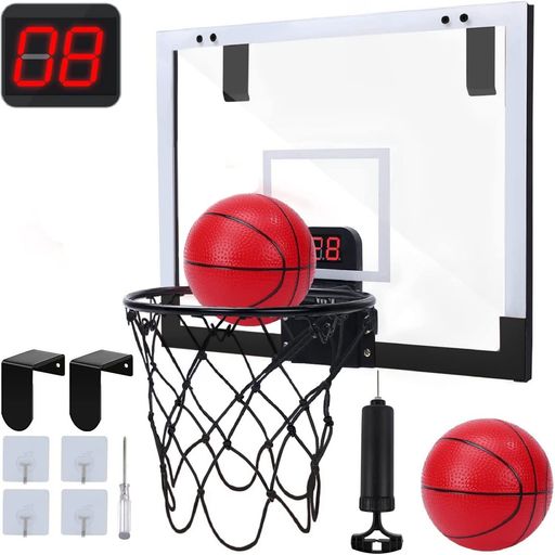 🏀【安心使用】高品質の透明な飛散防止ポリカーボネート、弾性があるバスケットリングで作られ、耐久性が高いと共に、子供にも安全です。そのほか、EVA衝撃吸収スポンジも付属され、ドアなどの家具への影響も最大限に抑え、さらに安心に使...