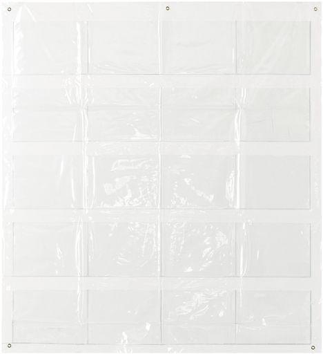 外寸:833x910mm 収納ポケットサイズ:197x137mm 収納ポケット数:18枚 本体:PVC製 壁掛専用 パッケージ:PP袋 ナンバリングシール付