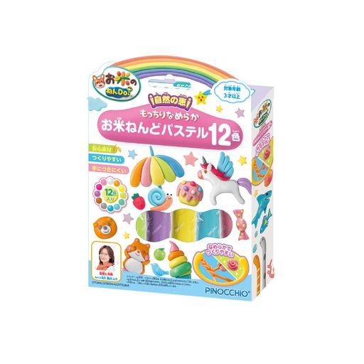 もっちり感触!なめらかでのびがよく、いろいろな形が作りやすいお米のねんどのパステルカラー12色セットです。 ねんDo!シリーズにお米から生まれたねんどが仲間入り!米粉と塩の安心素材で作られています。 お米特有の弾力があり、なめらかで細やかな...