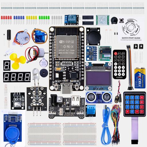 高性能ESP-32-ボード:このキットの核心であるESP-32-ボードで、高度なエレクトロニクスとIoTの世界を開きます。強力なデュアルコアプロセッサー、内蔵Wi-FiとBluetooth4.2を備え、スマートフォンやクラウドと通信する接続...