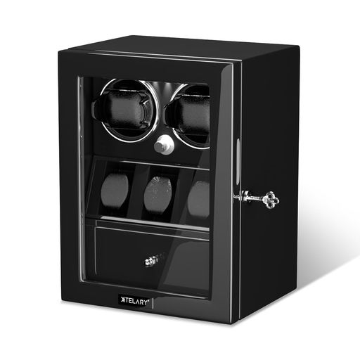 【超静音ワインディングマシーン】このタイプの腕時計ワインダーは、2つの自動腕時計と3つの通常の時計を収納でき、活用性を提供する。さらに、製品の底部には引き出し式のジュエリー収納ケースが付属している。Mabuchiモーターを搭載し、低消費電力...