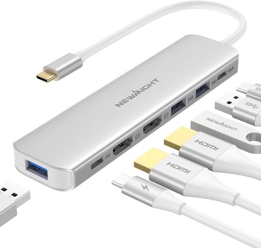 【7-IN-1 USB Cドッキングステーション デュアルモニター】このデュアルモニターhdmiアダプタは、2つのHDMIポート、3つのUSBA 3.0ポート、PD 100W、1つのUSB C 3.0を備えており、すべてのポートを同時に使用...