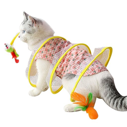なし ❤【丈夫で耐久性があります】折り畳まれた猫のトンネルチューブは、引っかき傷に耐え、耐久性があり、長時間使用できるように伸縮性のあるメッシュで作られています。特殊な構造なので弾力があり変形しにくいです。 ❤【収納便利】このペットおもちゃ...