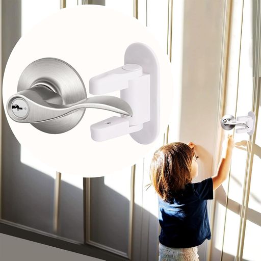 🔒【お子様とペットを守ります】- 幼児やペットを危険な場所から守るための必需品です。玄関、パントリー、地下室、ガレージ、プール、階段の近くのドアに最適です。 🔒【高品質素材】- このドアハンドルロックは高品質...
