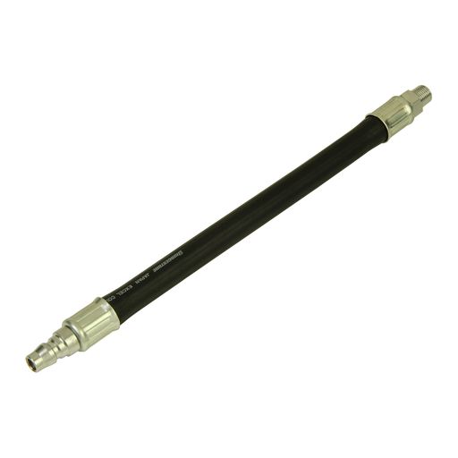 全長:310mm、最少曲げ半径:135mm ネジサイズ:PT1/4 空気取入口(プラグ):3/8 最高使用圧力:1.5Mpa(15kgf/cm2)、耐圧力:2.0MPa(20kgf/cm2) 適用流体:空気