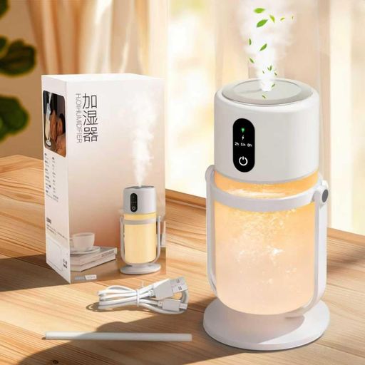 【角度調整可能&amp;超微細ミスト搭載】本小型 加湿器は新シングルノズル設計で、高性能の超音波振動子を搭載し、従来よりミストの勢いが大幅にパワーアップ!この ミニ加湿器は、自由に回転可能な設計で、加湿の方向をお好みに調整でき、部屋全体を均...