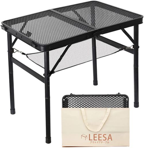 【商品仕様】BBQテーブルの使用時サイズ:幅60cmx奥行40cmx高さ27/55cm.付属の継脚パーツで高さを2段階(ローテーブル・ハイテーブル)に変えて使用が可能。収納サイズ:40cmx30cmx6.5cm。耐荷重:25kg/耐熱温度:...