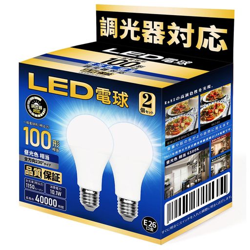 本体サイズ:外径60mm長さ119mmE26口金 定格電圧:100V、周波数(Hz):50/60共用消費電力:10.1W(100形相当)全光束:1150lm(ルーメン) 光色:昼光色相当(6000K) 調光機能:明るさを自由に調整できるので...
