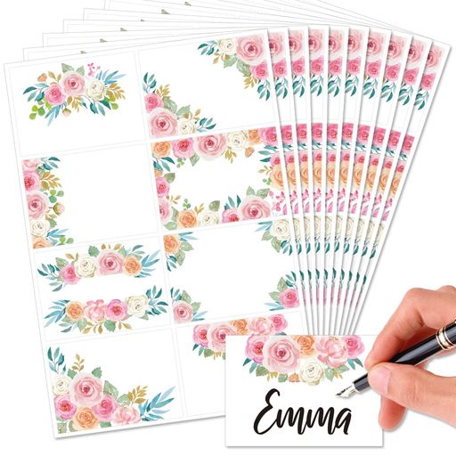 花のテーマ:美しい花と葉のパターンでデザインされたネームラベルシールです。繊細な印刷技術により、どの柄も繊細で美しい仕上がりになっています。 パッケージとサイズ:名札ステッカー10シート入り;、8ピース/シート、合計80点入っています。サイ...