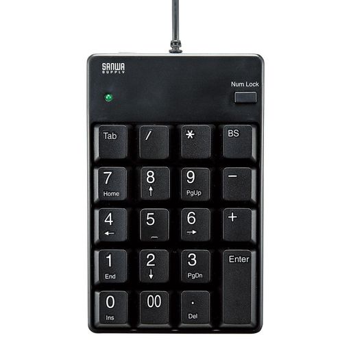 【キー数】:20キー 【キーピッチ】:19mm 【キーストローク】:3.6プラスマイナス0.5mm 【動作力】:50プラスマイナス5g 【ケーブル長】:0.8m 【サイズ】:W82.8xD131xH28mm 【カラー】:ブラック 【対応機種...