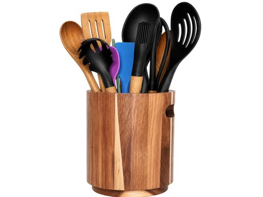 【超大容量】10~15個の大きな調理器具を収納でき、キッチンツールを1か所にきちんと整理できます。 プレミアムアカシア材:耐久性のある天然アカシア材の食器収納ラックは、キッチンの装飾に温かみのある素朴な魅力を加えます 広々とした安定したデザ...