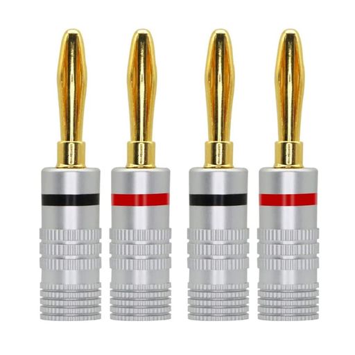 【仕様】素材:銅、サイズ:45mm*10.5mm、パッケージ内容:4本入り。 【適用ケーブル】内線径は4mmまで外線径8.5mm以下、12AWG~18AWGスピーカーケーブルと利用可能です。 【24K金メッキ】24K金メッキにより、信号伝送...