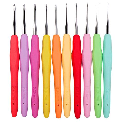【10本カギ針】0.5mm,0.75mm,1.0mm,1.25mm,1.5mm,1.75mm,2.0mm,2.25mm,2.5mm,2.75mm 【編み物に対応】ほとんどの編み物をサクサク編めます。赤ちゃんの靴下、セーター、帽子、ニット、マ...