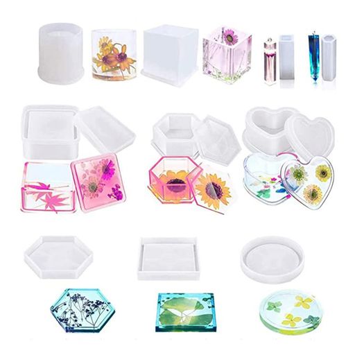 【商品について】UVレジン、エポキシ樹脂、樹脂粘土などにご利用いただけるシリコンモールドです。合計10点セットです。美しいデザインの小物入れ・アクセサリー・コースターです。耐熱温度:-40°C~+230°C、サイズ:画像参照 【おすすめポイ...