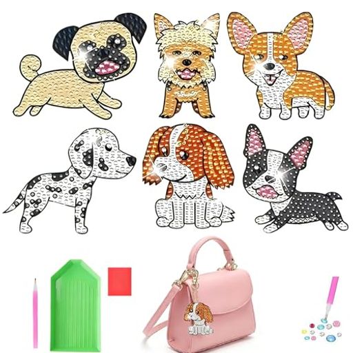🐕【製品説明】セットには 6 体の犬ちゃんデザインのダイヤモンドアートキーホルダー素材と、点钻作業用の専用工具が同梱されています。手作りで光り輝くアクセサリーを完成させられます。 🐕【サイズ】詳細サイズは、掲...