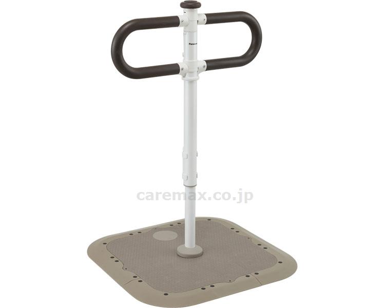 商品の仕様 ●サイズ／ベース部：幅58×奥行58×厚さ1.2cm、手すり部：幅56×高さ19cm・全高70～80（6段階）cm、手すり径：φ3.4cm ●重さ／17kg ●材質／ベース・支柱：ステンレス、手すり：エラストマー（被膜部）・アル...