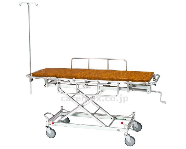 商品の仕様 ●サイズ／本体：幅59×長さ190×高さ56.5～94cm、マットレス：幅50×長さ169×高さ5cm ●車輪径／φ15cmトータルロックU型 ●重さ／46.2kg ●材質／アルミ ●上下方式／クランクハンドル、担架レバーロック...