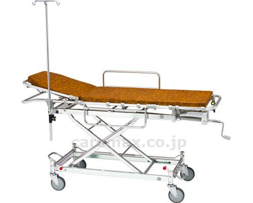 商品の仕様 ●サイズ／本体：幅59×長さ190×高さ59.5～97.5cm、マットレス：幅50×長さ176×高さ5cm ●車輪径／φ15cmトータルロックU型 ●重さ／47.2kg ●材質／アルミ ●上下方式／クランクハンドル、担架レバーロ...
