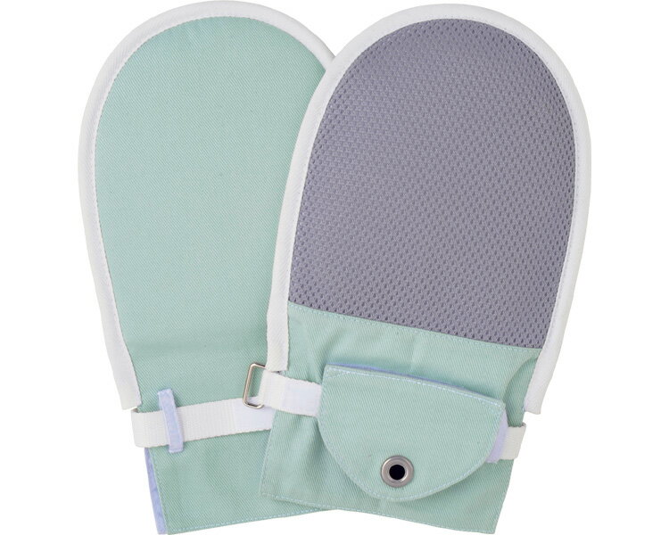 ●サイズ／手首：15〜21cm、手のひら：18〜22cm ●重さ／約100g（1枚入） ●素材／表地：綿100％、裏地：ポリエステル65％・綿35％、縁取り・ベルト・メッシュ地：ポリエステル100％ ●生産国／フィリピン、中国 ●洗濯機可（...