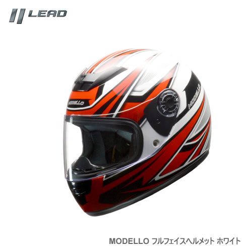 LEAD リード工業 MODELLO フルフェイスヘルメット ホワイト フリーサイズ（57〜60cm未満）●ワンプッシュでシールドが取り外し可能なホルダーレスシールドモデルスピード感を感じるダイナミックなラインが目を引くグラフィックモデル。...