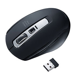 手のひらにフィットした5ボタンワイヤレスブルーLEDマウス。●手のひらにフィットするワイヤレスブルーLEDマウスです。 ●進むボタンより戻るボタンを大きくしており戻るボタンが押しやすいデザインです。 ●左右クリック、サイドボタン、カウント切...