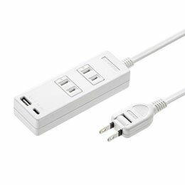 USB-AポートとType-Cの2種類を搭載しており、最新のモバイル機器の充電も可能なタップ。●USB出力合計2.4A仕様で、USB-Aポート、Type-Cポートともに最大5V・2.4A出力です。 ●差込口は、2P2個口のホコリ防止用のシャ...