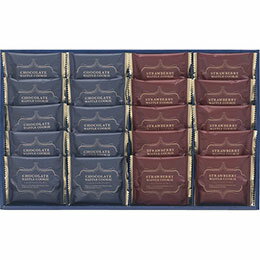 スィートバスケット ワッフルクッキーセットサクサク食感のワッフルクッキーにホワイトチョコクリームを詰めた風味豊かなショコラワッフルクッキーといちごチョコクリームを詰めたいちごワッフルクッキーの詰合せです。セット内容 : ワッフルクッキー(ホ...