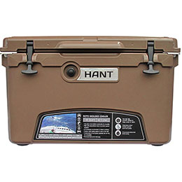 クーラーボックス ブラウン 45QT●2021年度、新しく誕生したアウトドアブランド「HANT(ハント)」から高性能でタフなクーラーボックスが発売。 ●一体成型による頑丈なボディ、優れた保冷機能を備えたハイスペッククーラー。 ●約5cmの分...