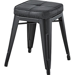 スツールサイズ : W41×D41×H48cm カラー : ブラック 素材 : スチール(粉体塗装) ソフトレザー 原産国 : 中国 スタッキング可組立 : 完成品 静的耐荷重 : 80kg