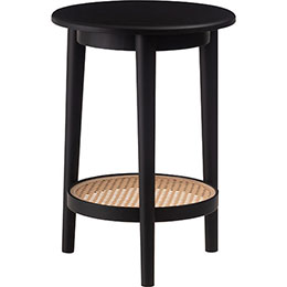 サイドテーブル●ラタン風の装飾を施したトレンド感あるデザイン。 ●ポリプロピレン素材のラタン調デザインが目を引く丸みを帯びたフォルムのテーブルは、クールなイメージにもガーリーなイメージにもマッチするデザイン。 ●シリーズ合わせて使用すればお...