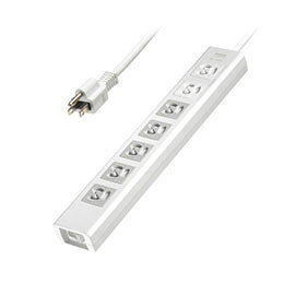 3P抜け止め7個口、5個口連動集中スイッチ、マグネット、シャッター付き。3m。●集中スイッチで5個口をオン/オフすることができます。2個口は常時通電口(差込口が白色)となっており、常に通電している機器の接続に便利です。 ●差込口は、3P抜け...