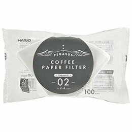 ペガサス コーヒーペーパーフィルター 2〜4杯用 100枚入ペガサスドリッパー 02(2-4杯用)にお使いいただけるペーパーフィルター個箱サイズ : 幅240×奥155x高35mm 本体重量 : 114g 素材 : パルプ 生産国 : 日本