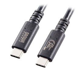 USB Type-C USB20Gbps(USB4 Gen2×2)対応ケーブル。1m・ブラック。PD240W対応、USB認証取得品。●USB Type-Cポートを持つパソコンやタブレット端末などと、USB機器(Type-Cポートを持つ機種)...