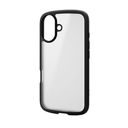 iPhone 16 ハイブリッドケース TOUGH SLIM LITE フレームカラー 背面クリア シルキークリア ストラップシート付属 ブラック■全周に配置した独自設計のエアークッションが衝撃を吸収します。背面には高硬度のポリカーボネート...