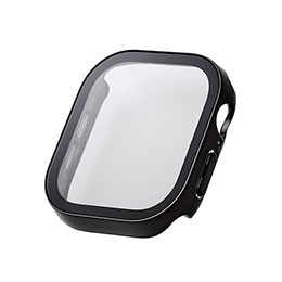 Apple Watch Series 10 (46mm) フルカバーケース プレミアムガラス 高透明 防水 ブラック■JIS保護等級 IPX7相当の防水性能で画面への水の侵入を防ぎ、Apple Watch本体を傷や汚れから守るApple W...