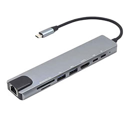 USB-C接続でHDMI / RJ45 / microSD/ SD / USB-C / USB-A×2 / PD100W給電の8つの機能を拡張可能本製品は、USB-CポートからHDMI / RJ45 / microSD/ SD / USB-...