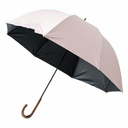 裏ブラックコーティングシリーズ/遮光&遮熱に優れた晴雨兼用傘/バードケージタイプ正面1駒にユリの花をキラキラの銀糸を組み合わせてスカラ刺繍した、華やかながらも上品で落ち着いたデザインの黒コーティング晴雨兼用傘です。 グランリボンテープのネー...