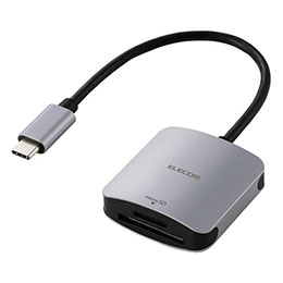 USB Type-C接続ケーブル付きメモリーカードリーダー UHS-I■撮影データ転送がもっと速く快適になる、パソコンやスマホ、タブレットへの接続に便利なUSB Type-C(TM)プラグのケーブル付きメモリーカードリーダーです。 ■SDカ...