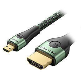 コットン編み超薄型HDMI-D Male to HDMI-A Maleケーブル 8K 2m アルミニウム合金タイプ HDCP対応ブランド:Vention 商品名:HDMI-D to HDMI-A Cable モデル:AGK カラー:グリーン...