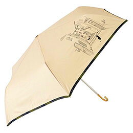 MKNオリジナルCATテキスタイル/風に強い設計の軽量耐風ミニ雨傘先染めチェック生地を裾にパイピング加工して、対面2駒に街をのんびりお散歩する猫をプリントした、人気定番アイテムの「チェックパイピングと猫」の折りたたみ雨傘です。 モスグリーン...