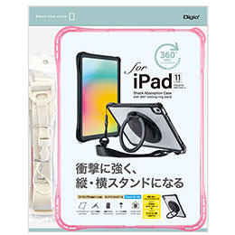 衝撃に強い 縦・横スタンドになる・iPad(A16)、iPad 10.9インチに対応。 ・ クッション性のあるTPUのダンパーが、端末を衝撃から守る。 ・ 背面は透明なポリカーボネートを使用。 ・ 背面に360°回転するリングスタンド付き。...