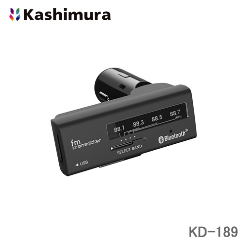 Kashimura カシムラ KD-189 Bluetooth FMトランスミッター 4バンド USB1ポート 2.4ABluetooth対応のスマートフォン/iPhoneの音楽・ワンセグ音声をカーステレオから聴くことができます。●Blue...
