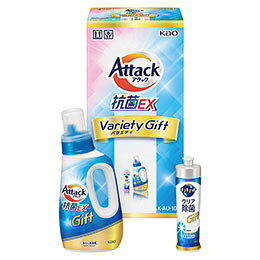 アタック抗菌EXバラエティーギフトアタック抗菌EX(750g)・キュキュットクリア除菌(220ml)×各1メーカー品番 : K・AU-10A 箱サイズ : 8.7×13.7×27.8cm 本体重量 : 1.3kg