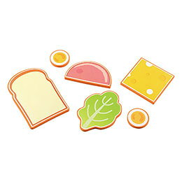 ハムやチーズをパンにはさんでサンドイッチを作ろうオリジナルサンドイッチを作成できます。 EVA素材にシール貼って作るので簡単に遊べます。セット内容 : 本体×1 商品サイズ : パン・具材…200×150×7mm、お皿シート…φ150mm ...