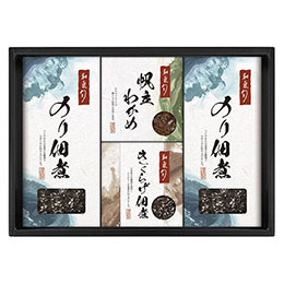 佃煮詰合せ日本橋に和みの空間を設え、店名どおり、多彩な“旬”食材を活かした料理を披露しつづける「和氣 旬」監修の佃煮ギフトメーカー品番 : WST-BO セット内容 : のり佃煮(65g)×2、きくらげ(40g)・帆立わかめ(30g)×各1...