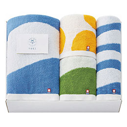 タオルセットバスタオル(60×120cm)×1、フェイスタオル(33×80cm)×2、ウォッシュタオル(33×34cm)×1・綿100%メーカー品番 : I-77800 箱サイズ : 400×300×100mm 重量 : 1080g