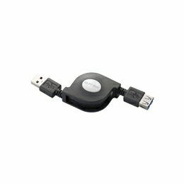 持ち運びに便利な巻き取り式。USB3.0(Aタイプ:オス)のインターフェースを持つ周辺機器のUSBケーブルの長さが足りないときに、延長してパソコンと接続できるUSB3.0延長ケーブル。